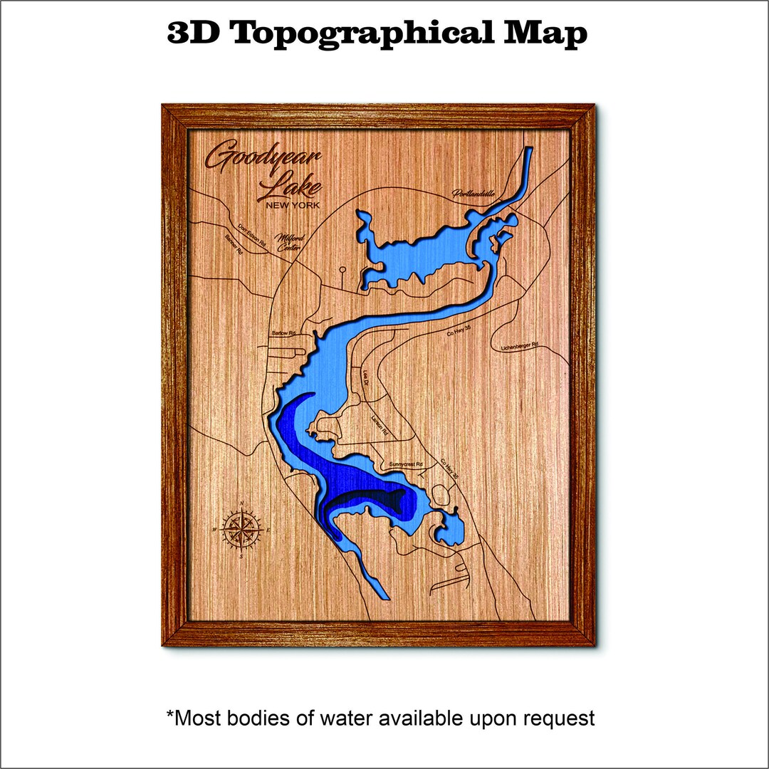 Goodyear Lake in New York 3D Topographical Map - Etsy