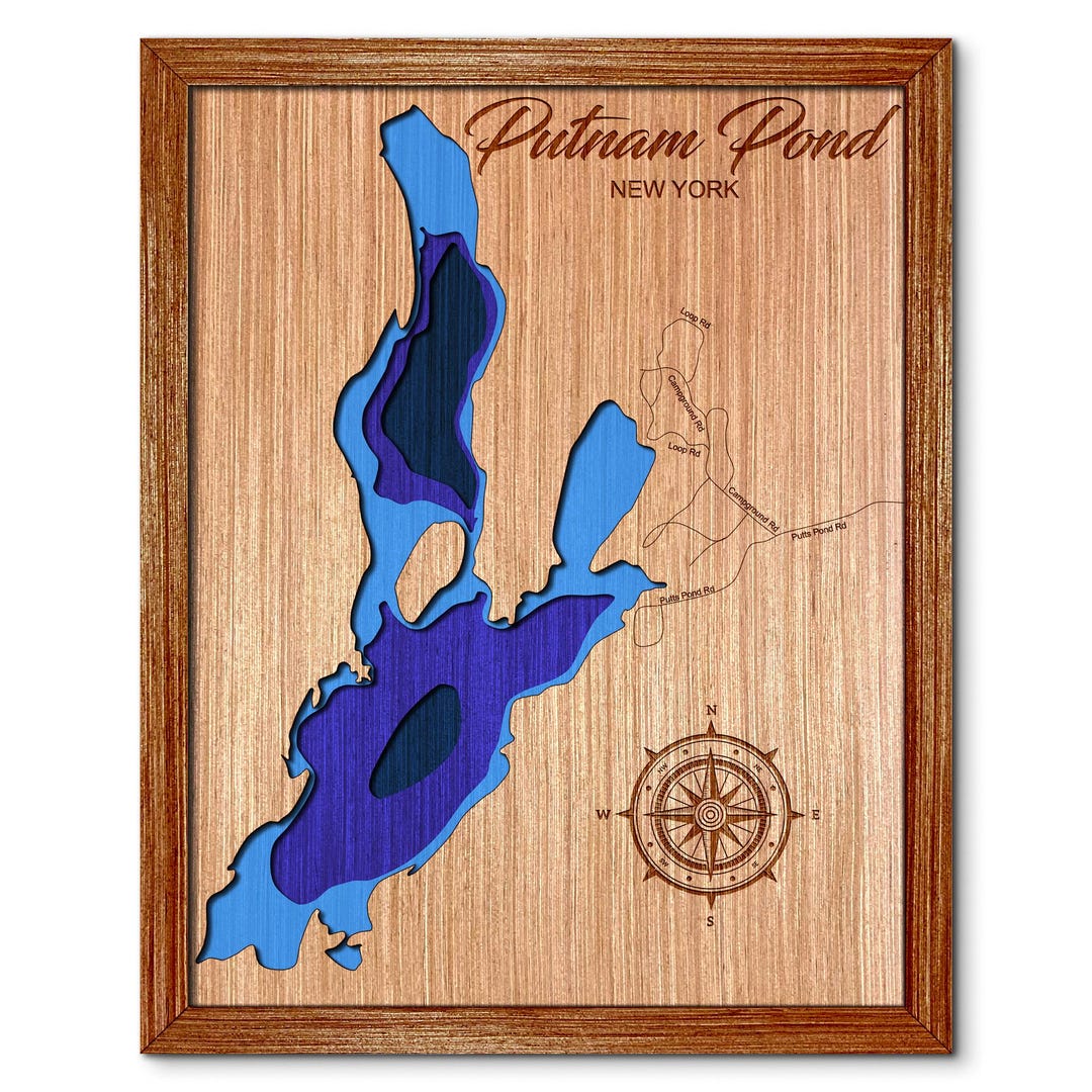 Putnam Pond, New York Depth Map - Any Lake, Pond, or Reservoir - Unique ...