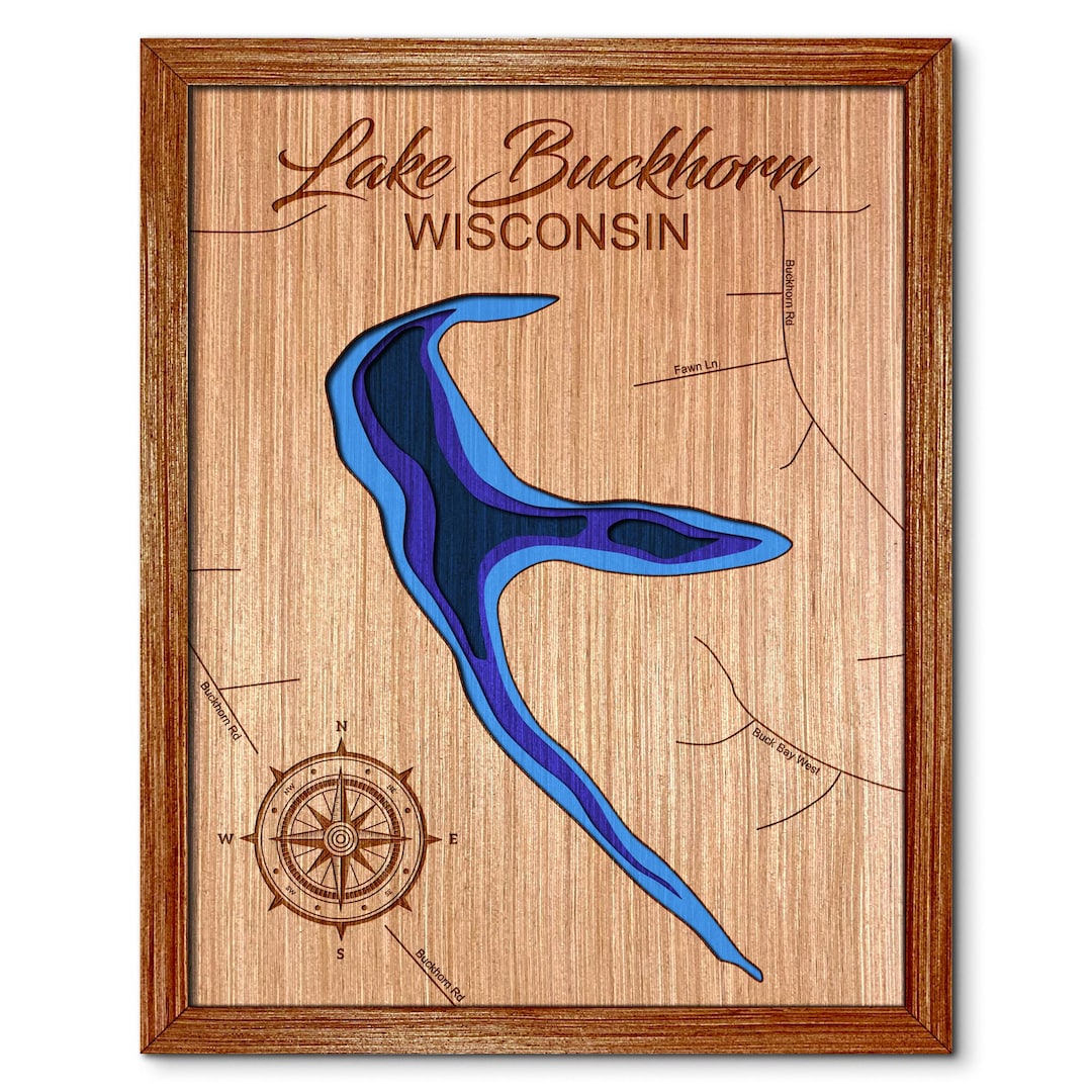 Lake Buckhorn, Wisconsin Depth Map - Any Lake, Pond, or Reservoir, Home ...