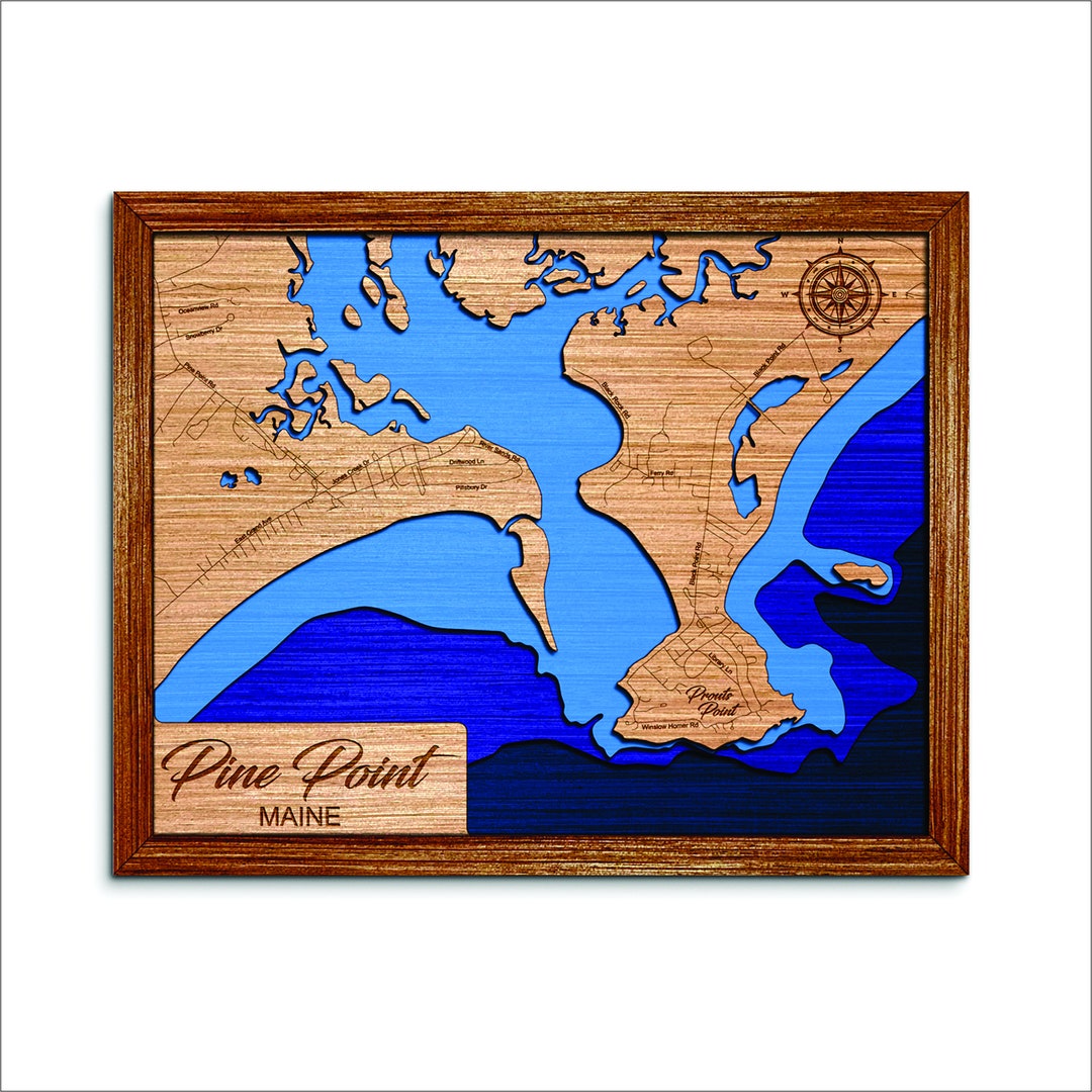 Pine & Prout Point in Maine Depth Map - Any Lake, Pond, or Reservoir ...