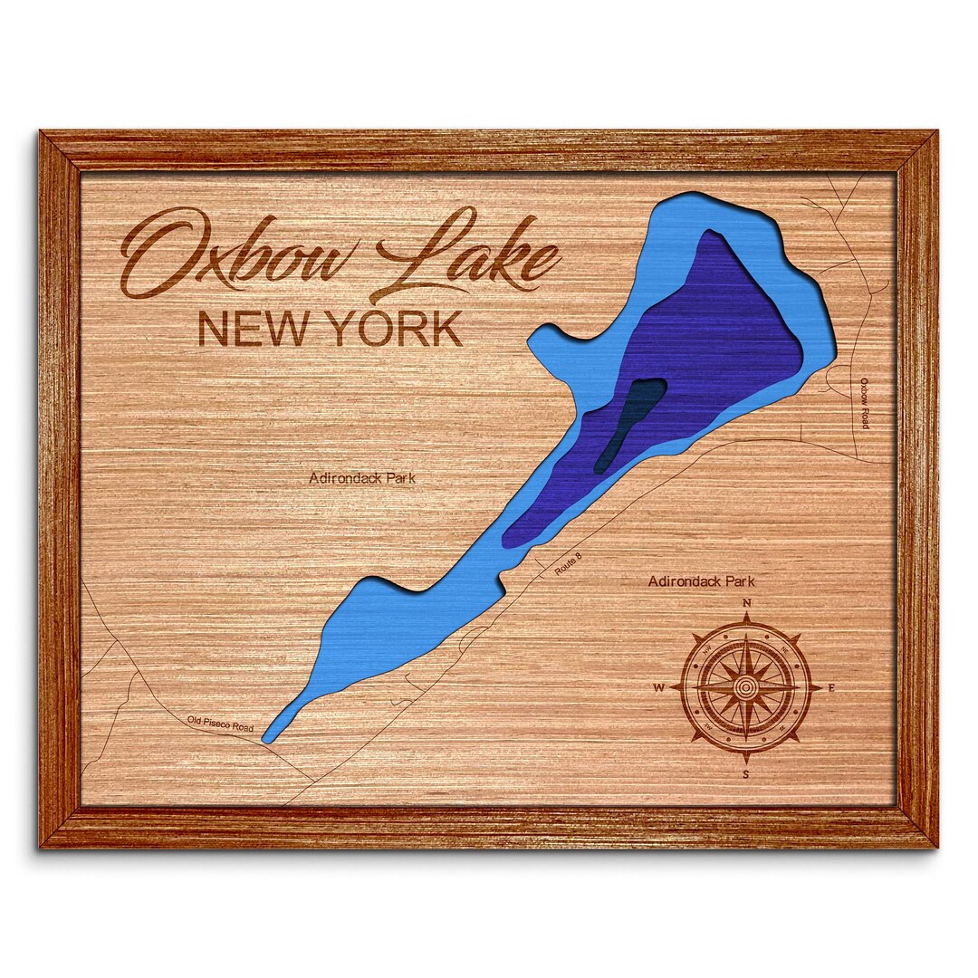 Oxbow Lake, New York Depth Map - Any Lake, Pond, or Reservoir - Unique ...
