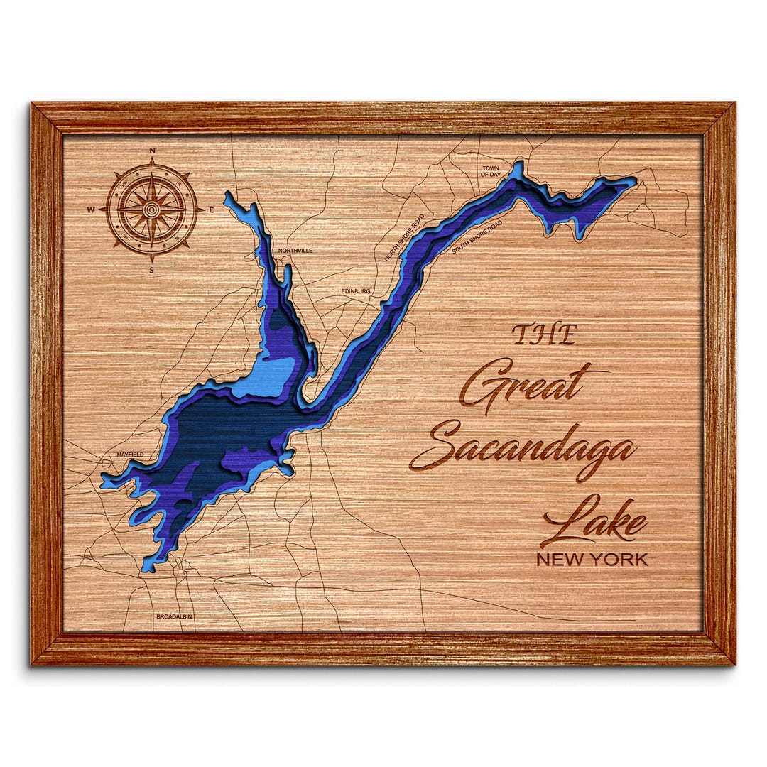 Great Sacandaga Lake, New York Depth Map - Any Lake, Pond, or Reservoir ...
