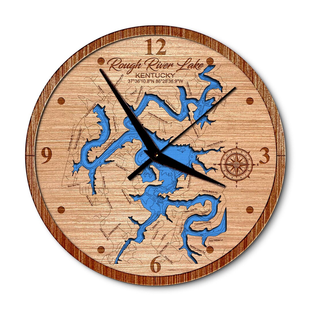 Rough River Lake Kentucky Layered Map Clock - Unique Home Decor - Etsy