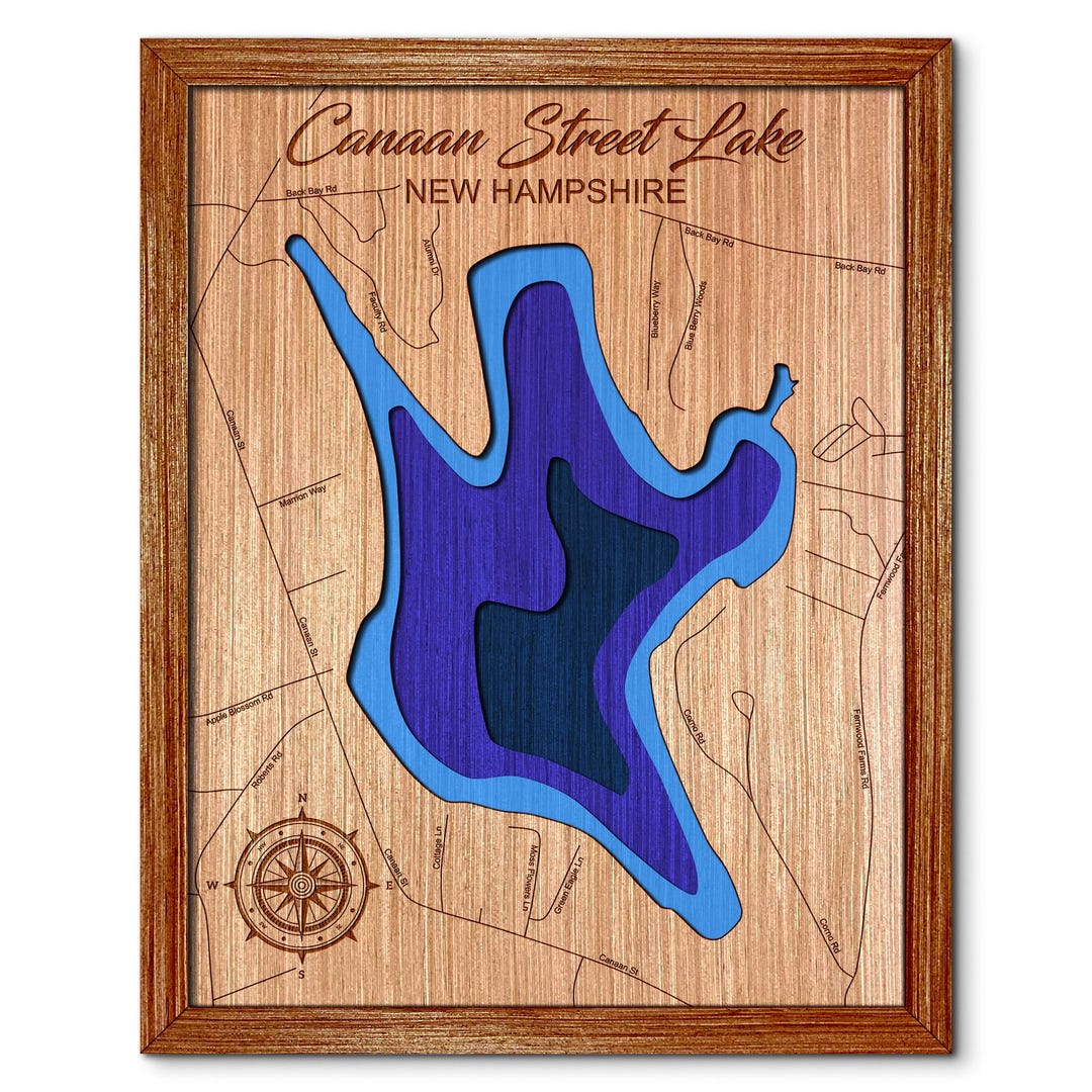 Canaan Street Lake, New Hampshire Depth Map - Any Lake, Pond, or ...