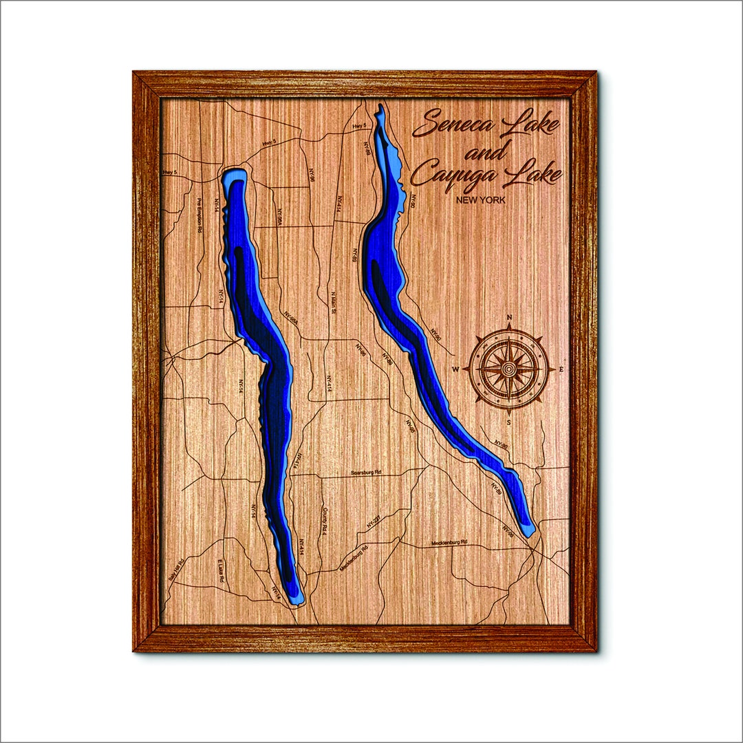 Seneca & Cayuga Lake, New York Depth Map - Any Lake, Pond, or Reservoir ...