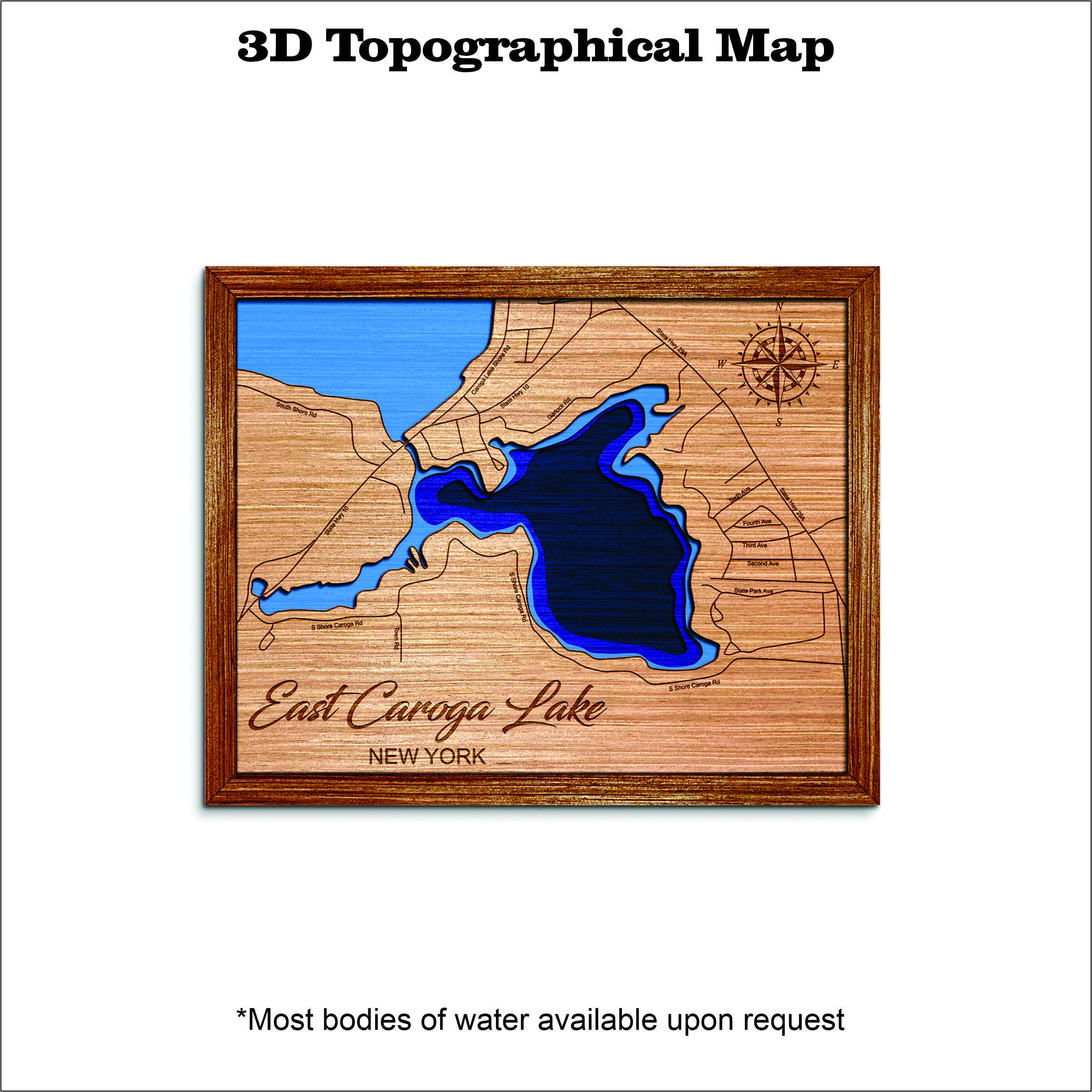 Caroga Lake east in New York 3D Topographical Map - Etsy