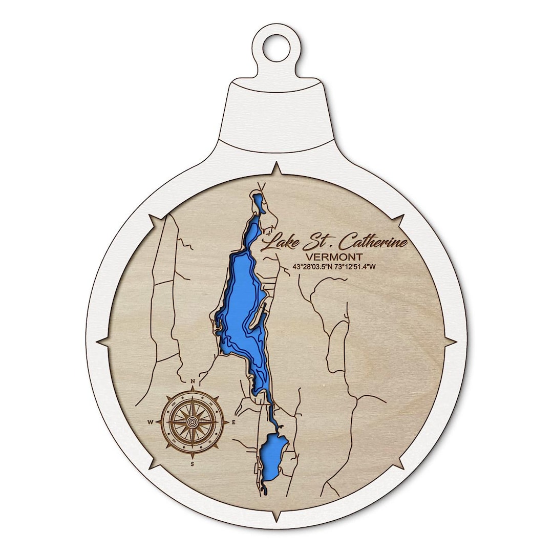 Lake St Catherine VT Wooden Lake 3D Layered Ornament, Handmade in the ...