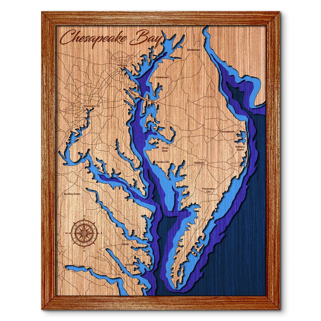 Chesapeake Bay Depth Map - Any Lake, Pond, or Reservoir - Unique Home ...