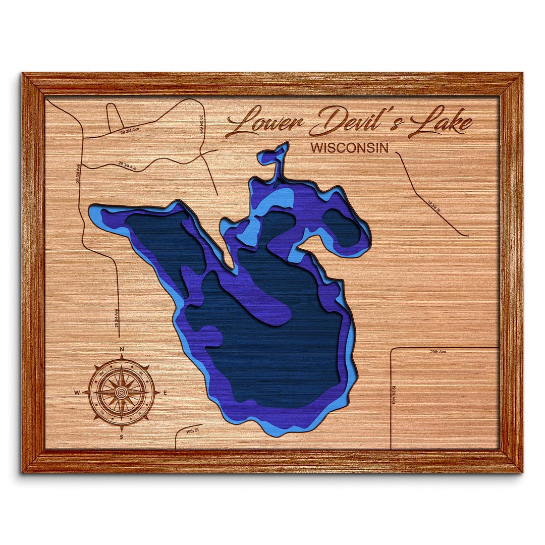Lower Devil's Lake, Wisconsin Depth Map - Any Lake, Pond, or Reservoir ...
