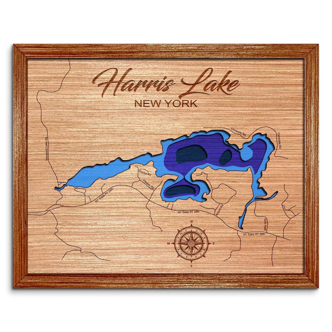 Harris Lake, New York Depth Map - Any Lake, Pond, or Reservoir - Unique ...
