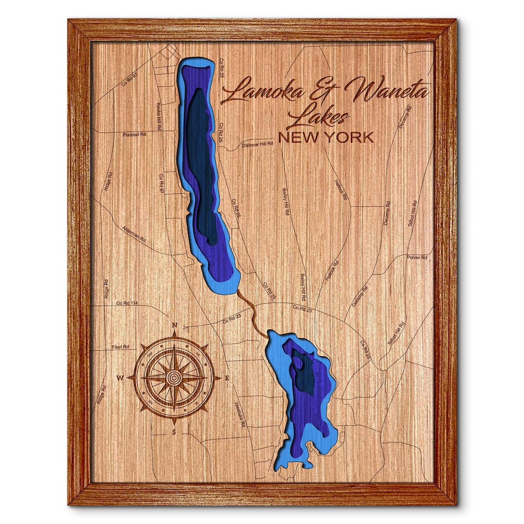 Lamoka & Waneta Lakes, New York Depth Map - Any Lake, Pond, or ...