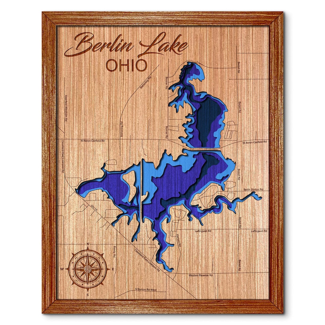 Berlin Lake, Ohio Depth Map - Any Lake, Pond, or Reservoir - Unique ...