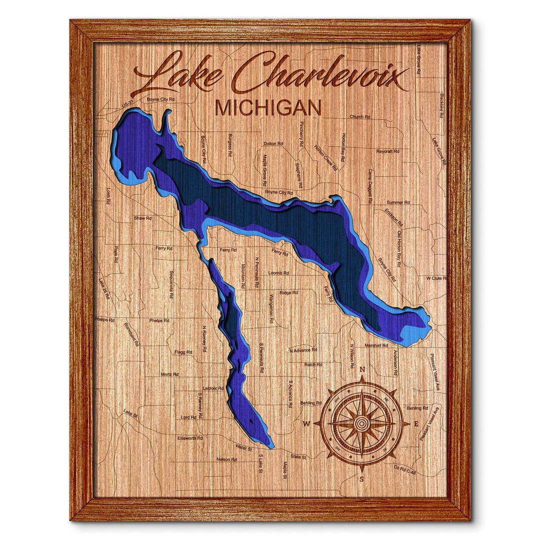 Lake Charlevoix, Michigan Depth Map - Any Lake, Pond, or Reservoir ...