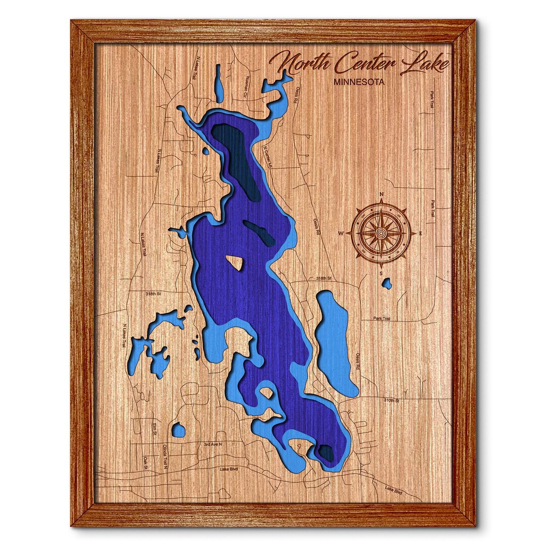 North Center Lake, Minnesota Depth Map - Any Lake, Pond, or Reservoir ...