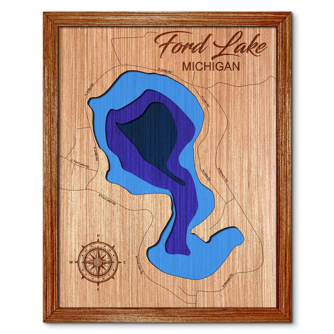 Ford Lake in Fountain Michigan Depth Map - Any Lake, Pond, or Reservoir ...