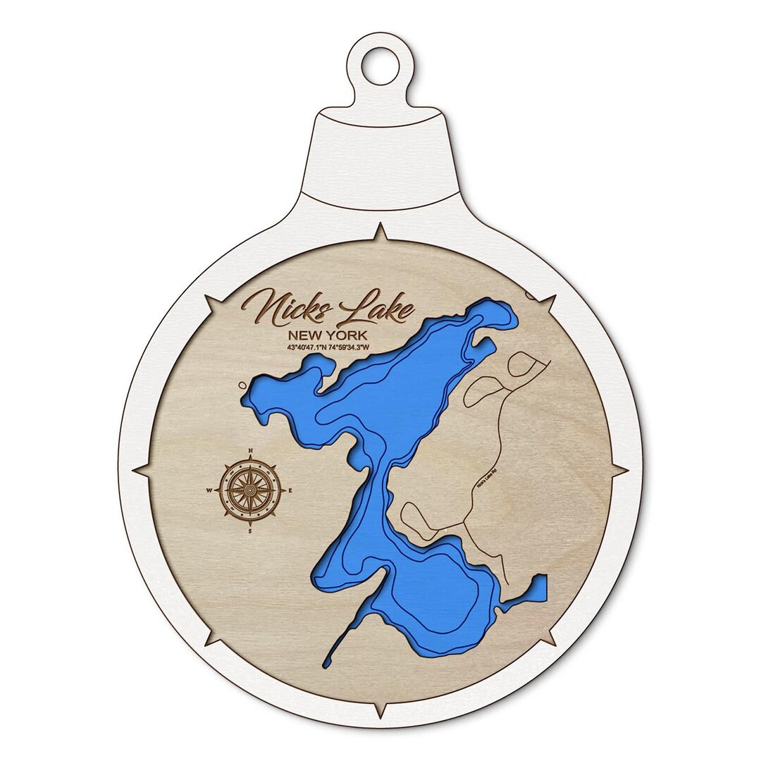 Nicks Lake NY Wooden Lake 3D Layered Ornament, Handmade in the USA Lake ...