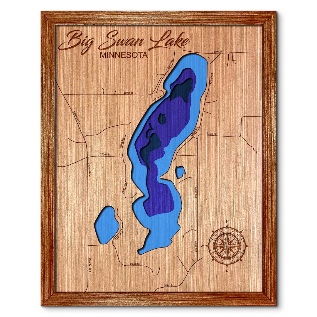 Big Swan Lake, Minnesota Depth Map - Any Lake, Pond, or Reservoir, Home ...