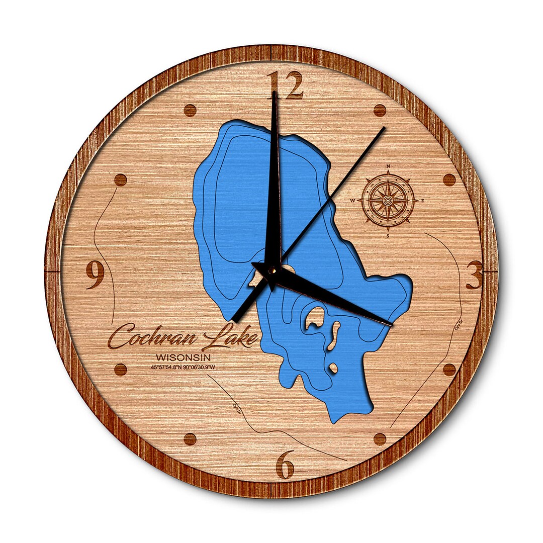 Cochran Lake, Wisconsin Map Clock - Any Lake, Pond, or Reservoir ...