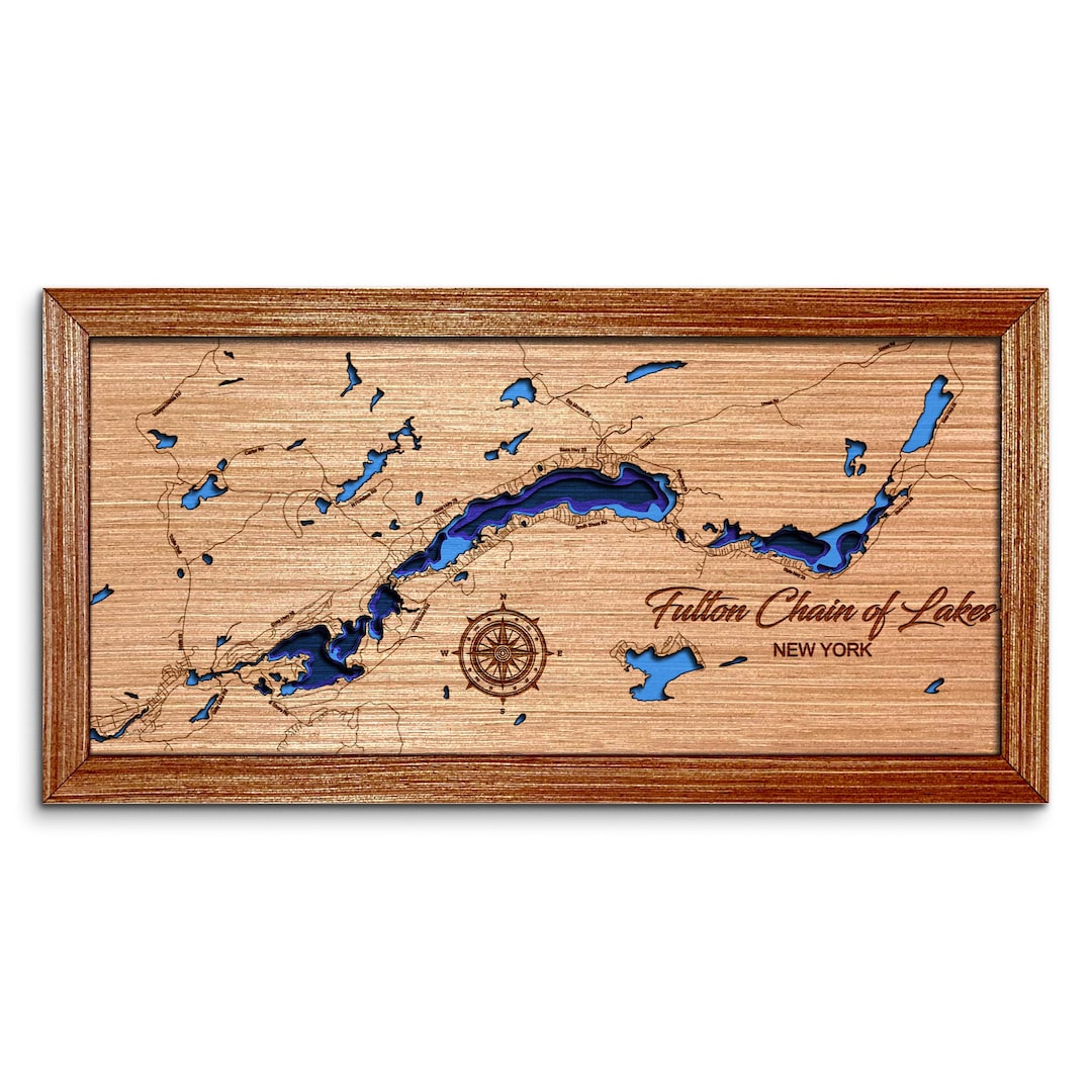 Fulton Chain of Lakes, New York Depth Map - Any Lake, Pond, or ...