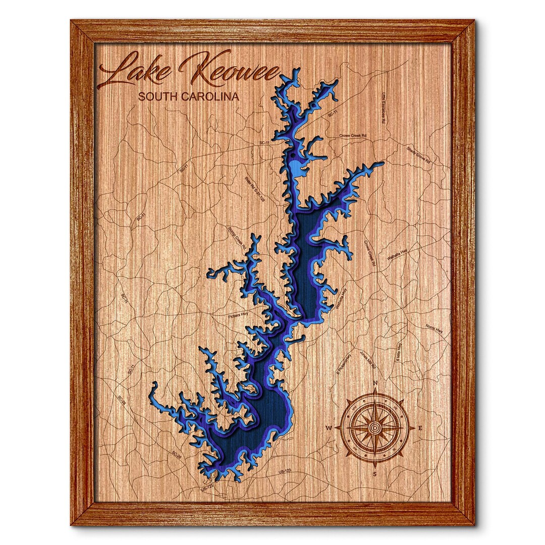 Lake Keowee, South Carolina Depth Map - Any Lake, Pond, or Reservoir ...