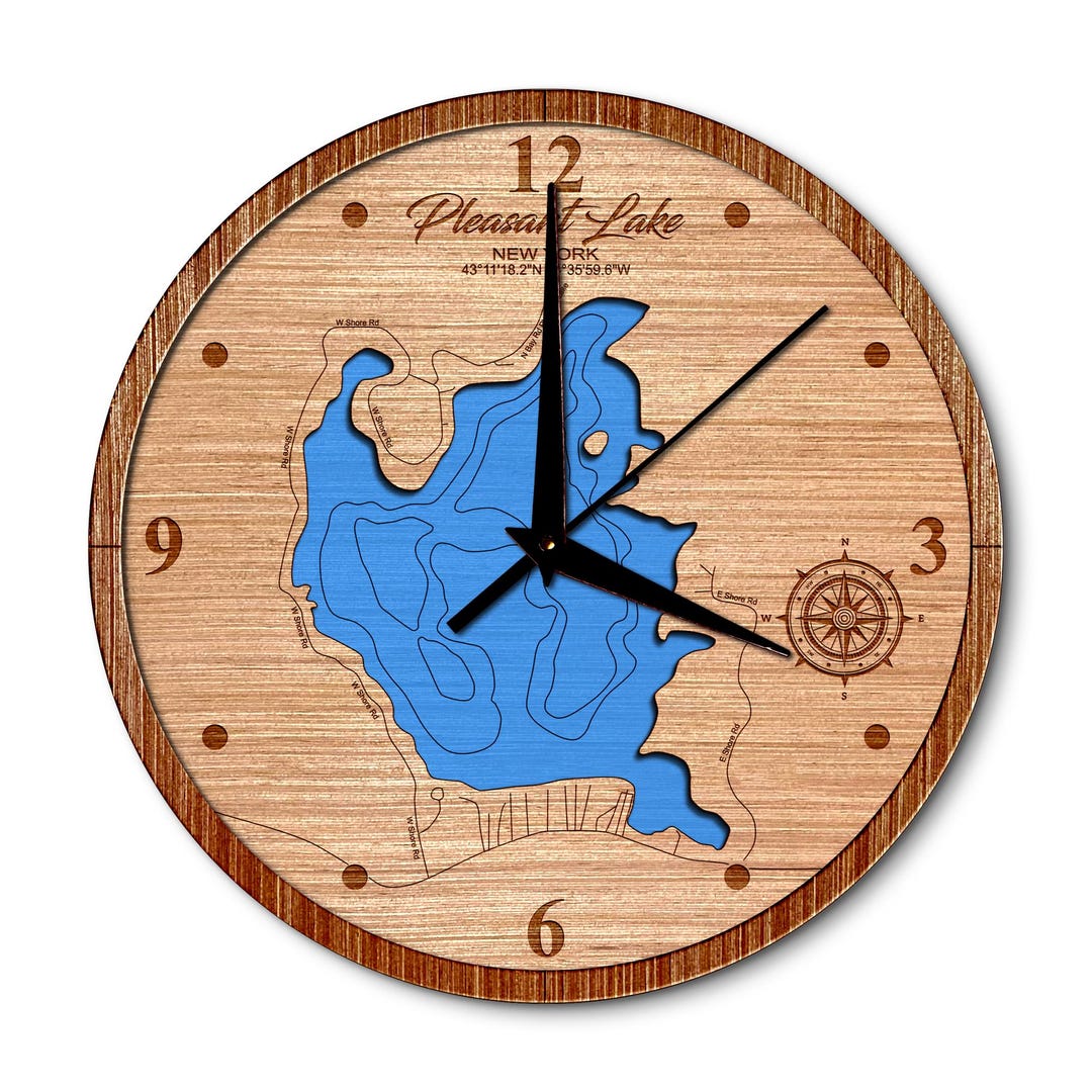 Atwood Lake, Ohio 14in Layered Map Clock - Any Lake, Pond, or Reservoir ...