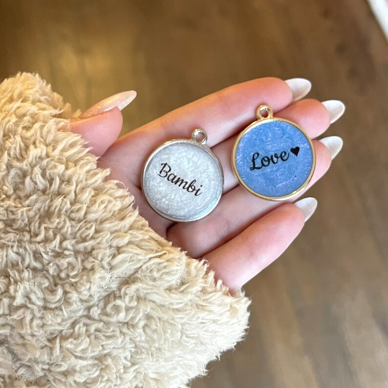 DOG NAME TAG Magical Blue Color Gorgeous, Handmade and Sparkly Keychain ...