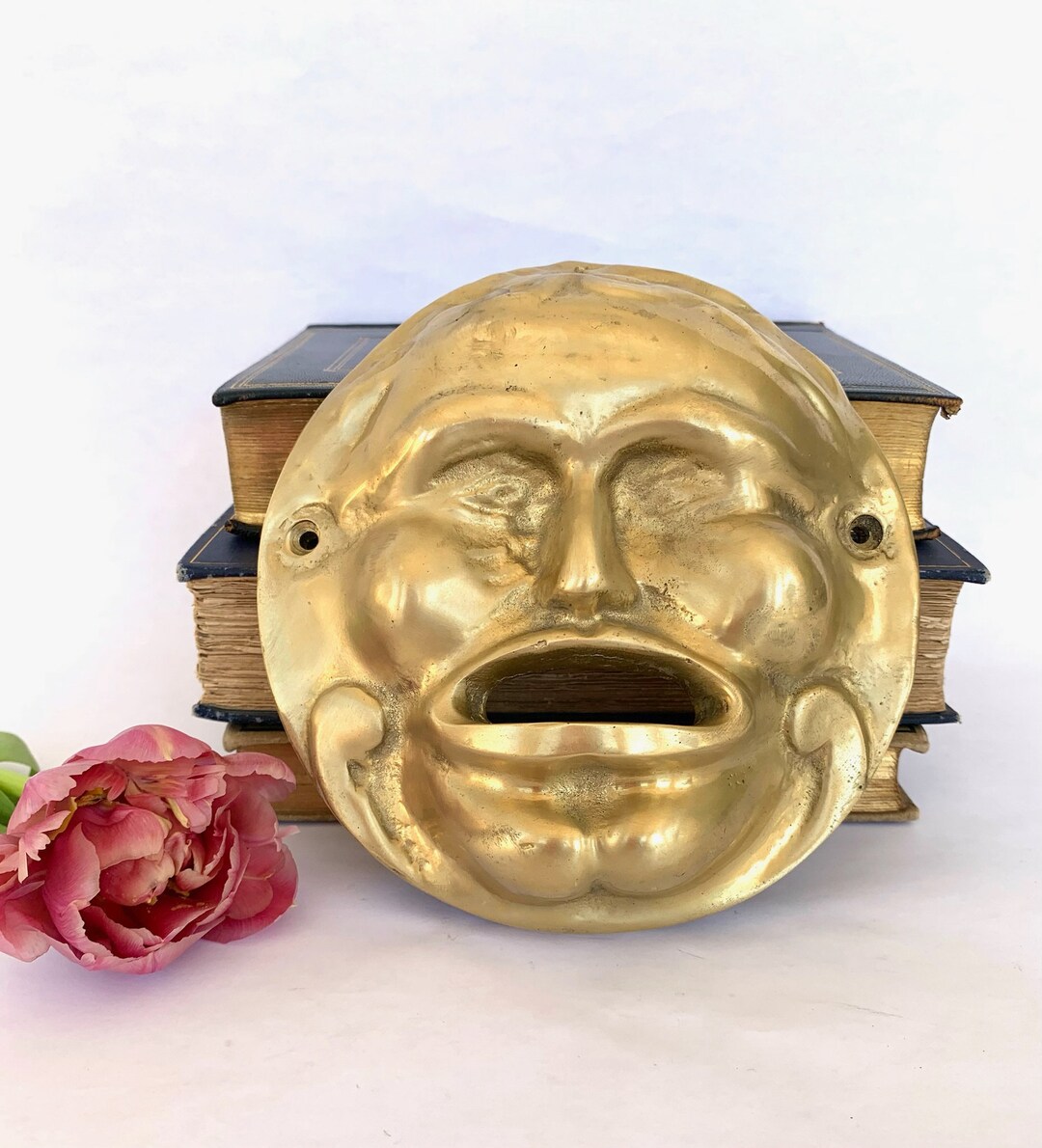 Brass Wall Mask, Theater Mask Accent, Face Mask Door Sculpture ...