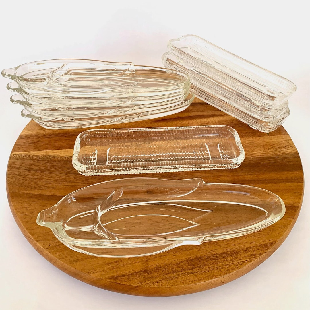 Vintage Corn-on-the-cob Clear Glass Plate: Americana Summer Tableware ...