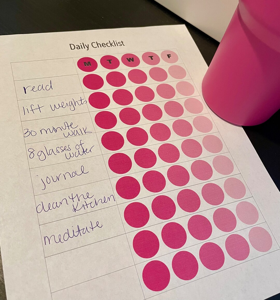 Goal Checklist, Daily, Morning, Evening Checklist, Pink, Goal Tracker ...