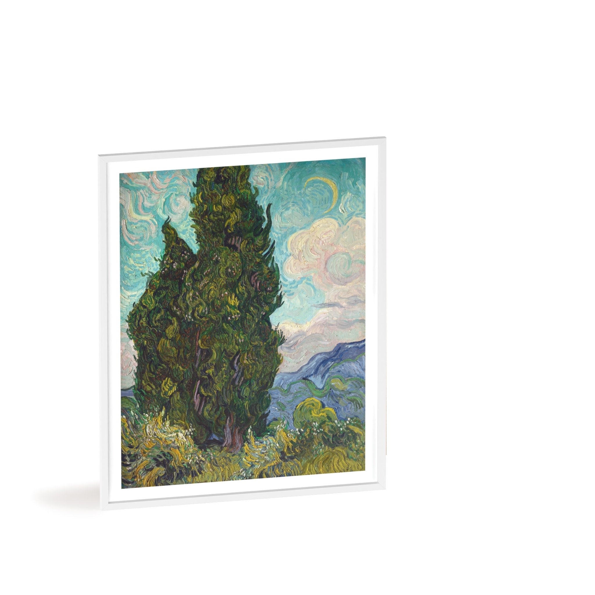 Vincent Van Gogh - "cypresses" 1889 | White Border | Unframed Fine Art ...