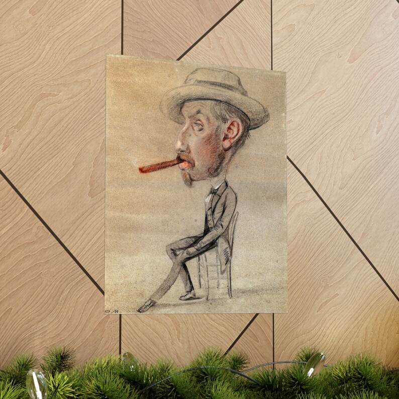 Claude Monet - "caricature of a Man With a Big Cigar" 1856 | Unframed ...