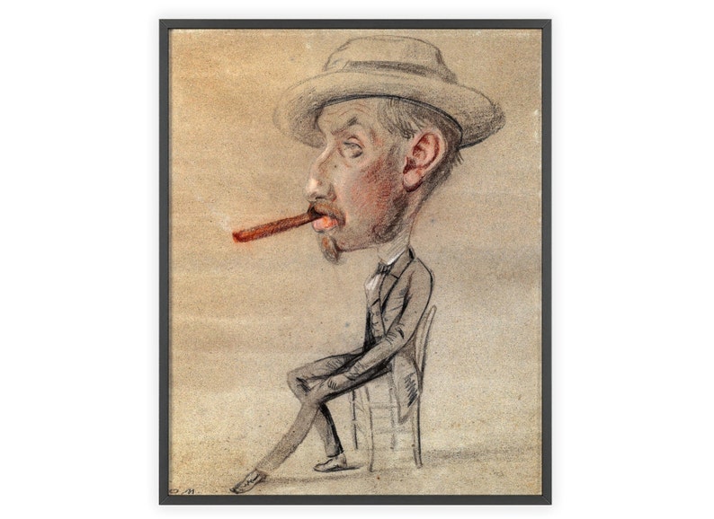Claude Monet - "caricature of a Man With a Big Cigar" 1856 | Unframed ...