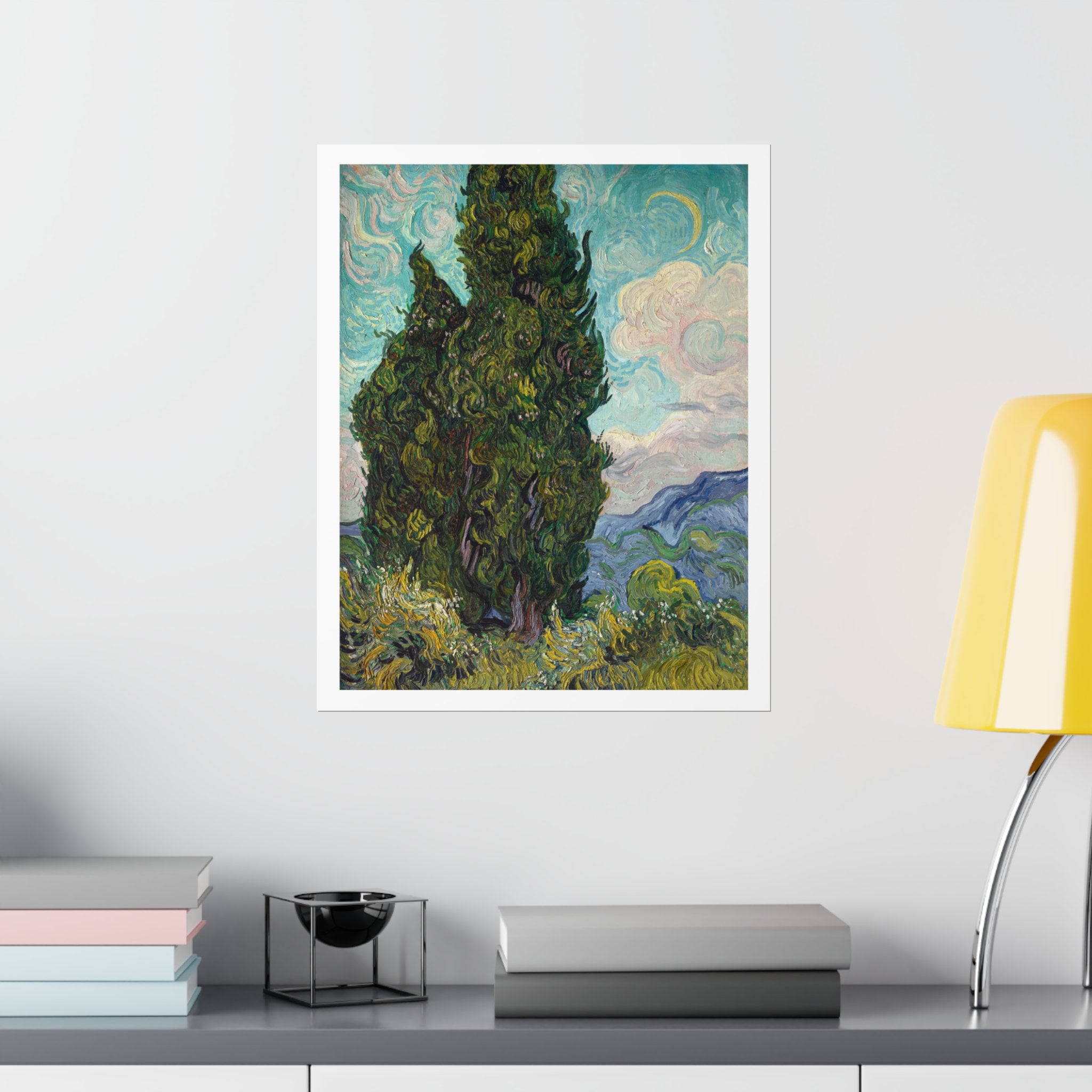 Vincent Van Gogh - "cypresses" 1889 | White Border | Unframed Fine Art ...