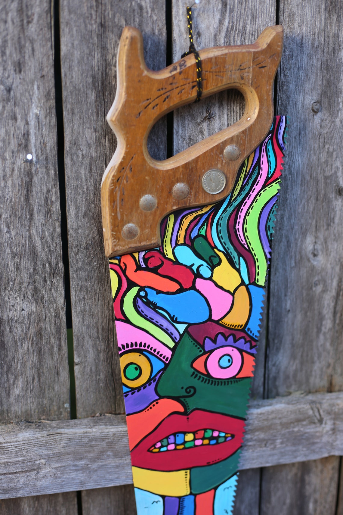 Abstract Painting on Upcycled Hand Saw Blade - Etsy
