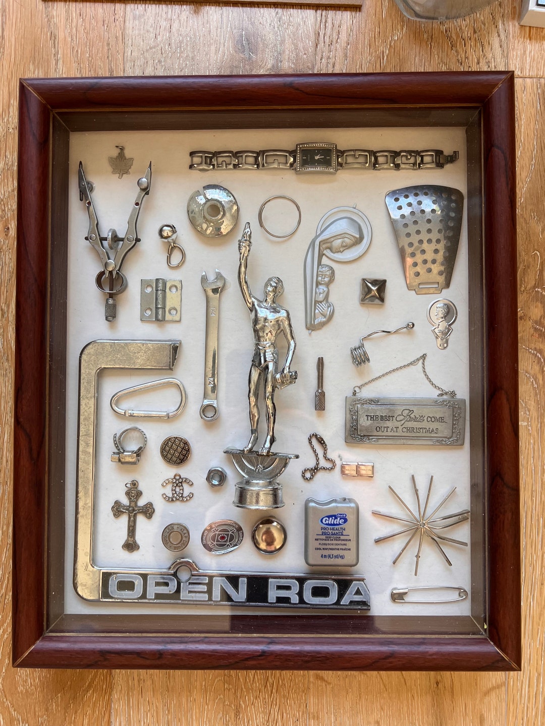 Shadow Box Collection of Recycled Items, Trinket Collection, Philly ...