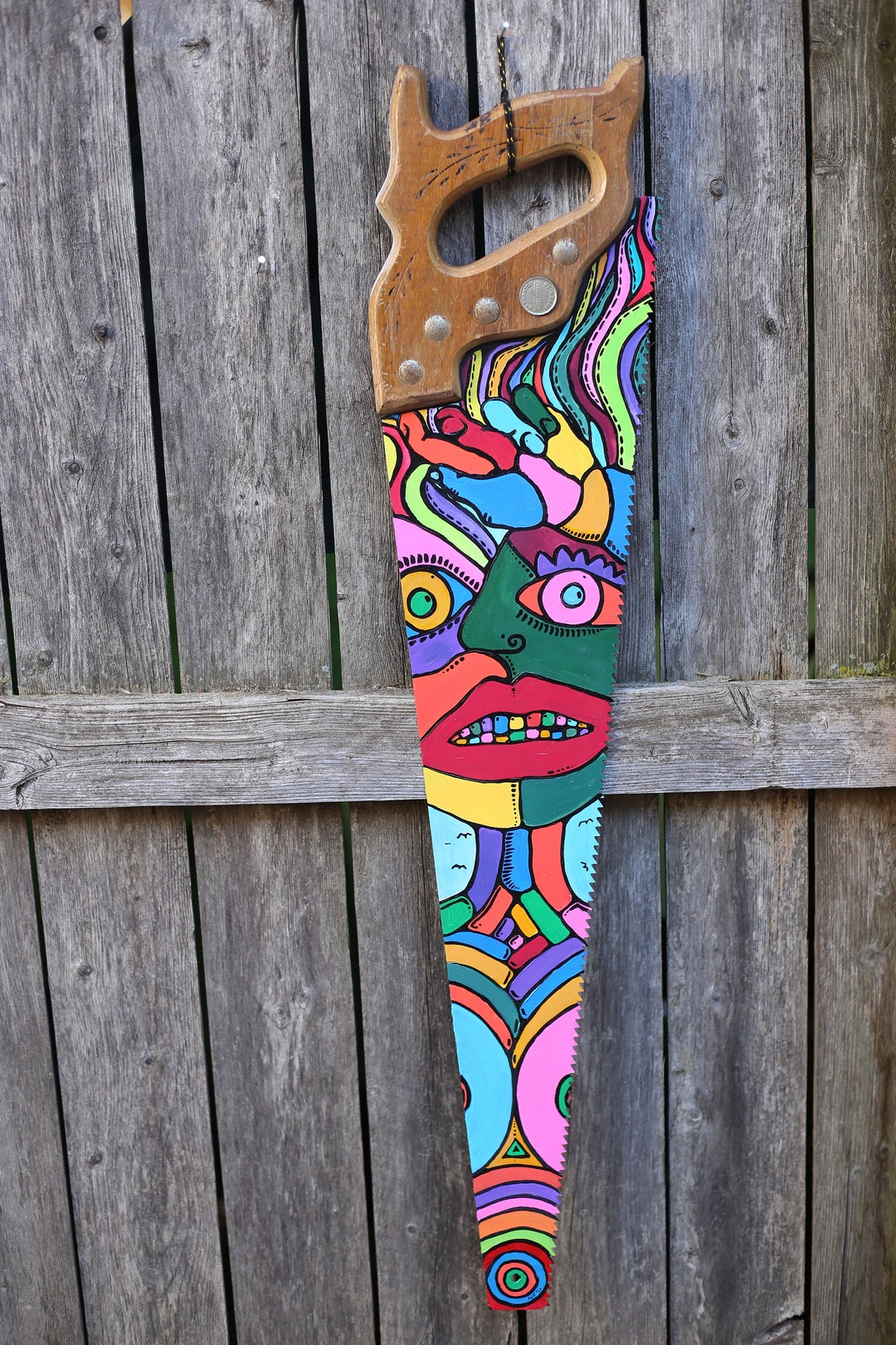 Abstract Painting on Upcycled Hand Saw Blade - Etsy