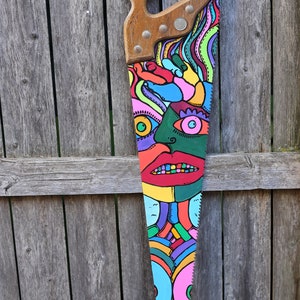 Abstract Painting on Upcycled Hand Saw Blade - Etsy