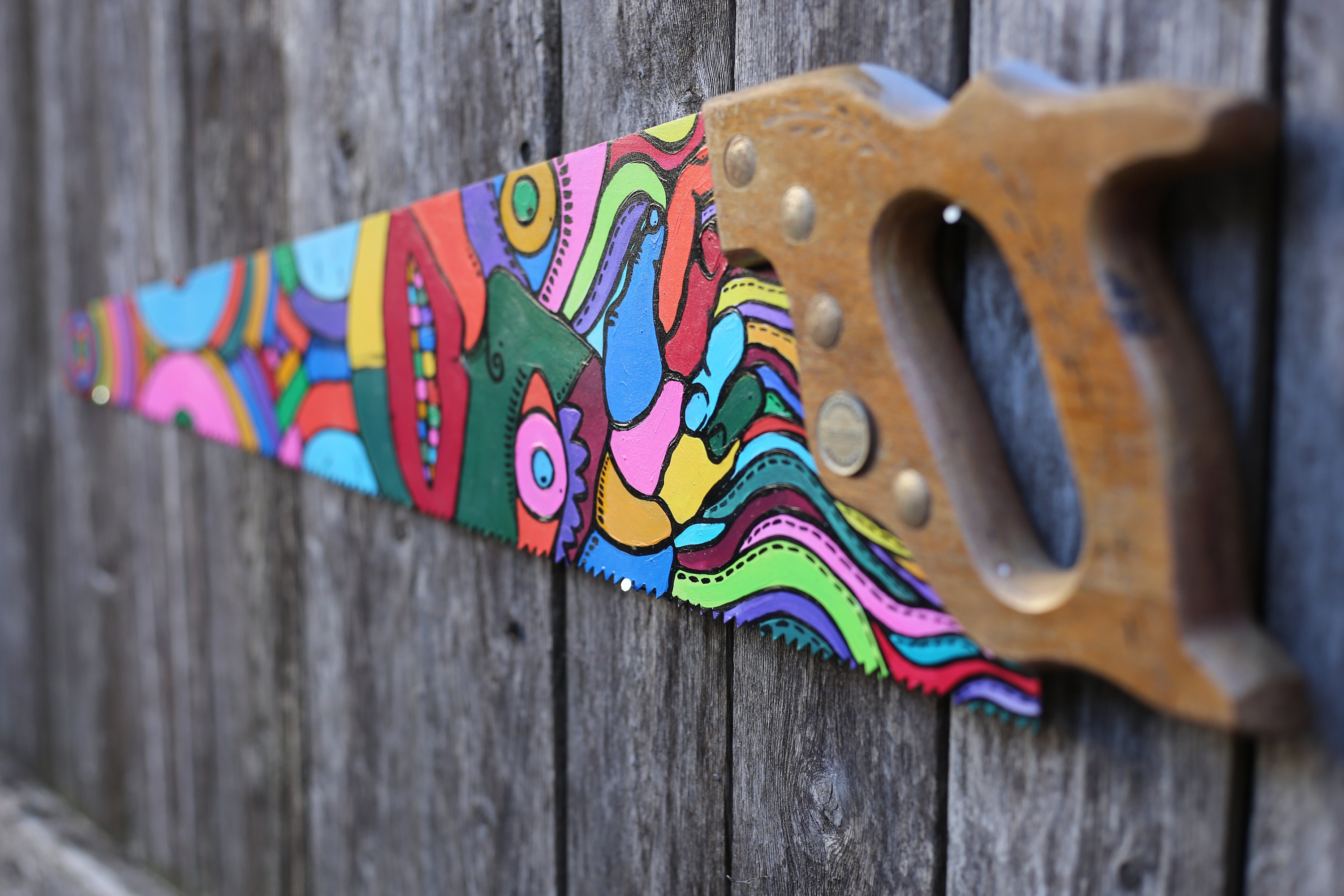 Abstract Painting on Upcycled Hand Saw Blade - Etsy
