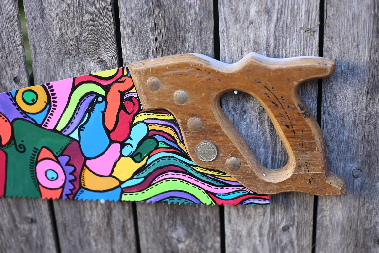 Abstract Painting on Upcycled Hand Saw Blade - Etsy