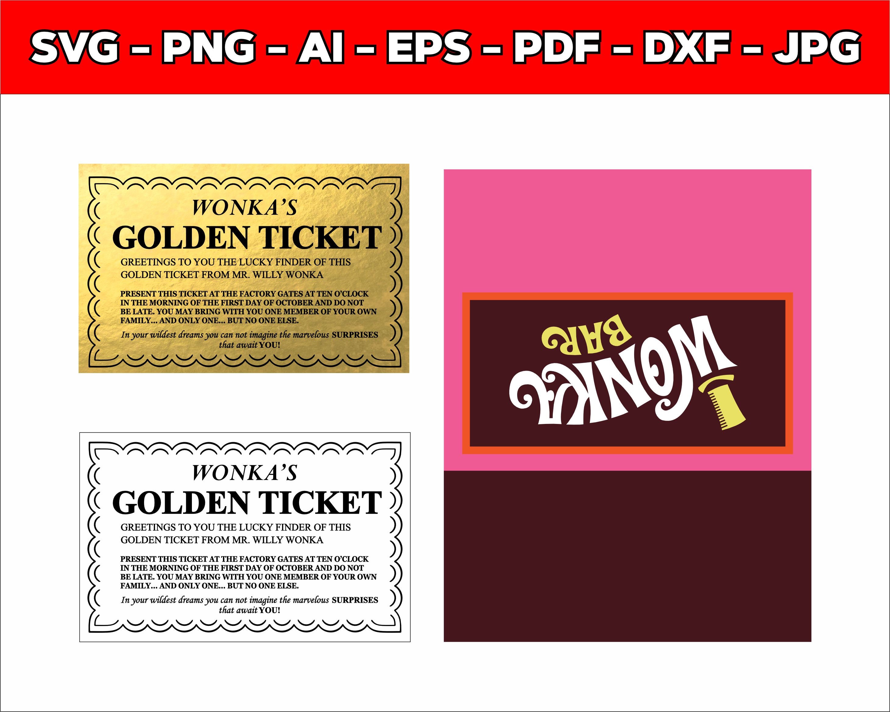 Wonka Bar Svg Ticket Golden Ticket Editable Template Diy Etsy Denmark