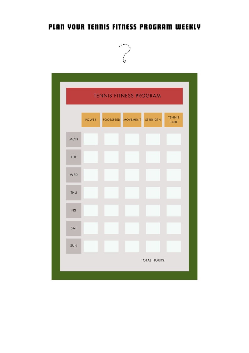 Tennis Planner Habit Tracker Weekly Planner Tennis Fitness Sheet Tennis ...