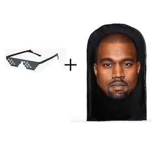 Kanye West Realistic Mask + Thug Life Sunglasses 8-bit Meme Costume ...