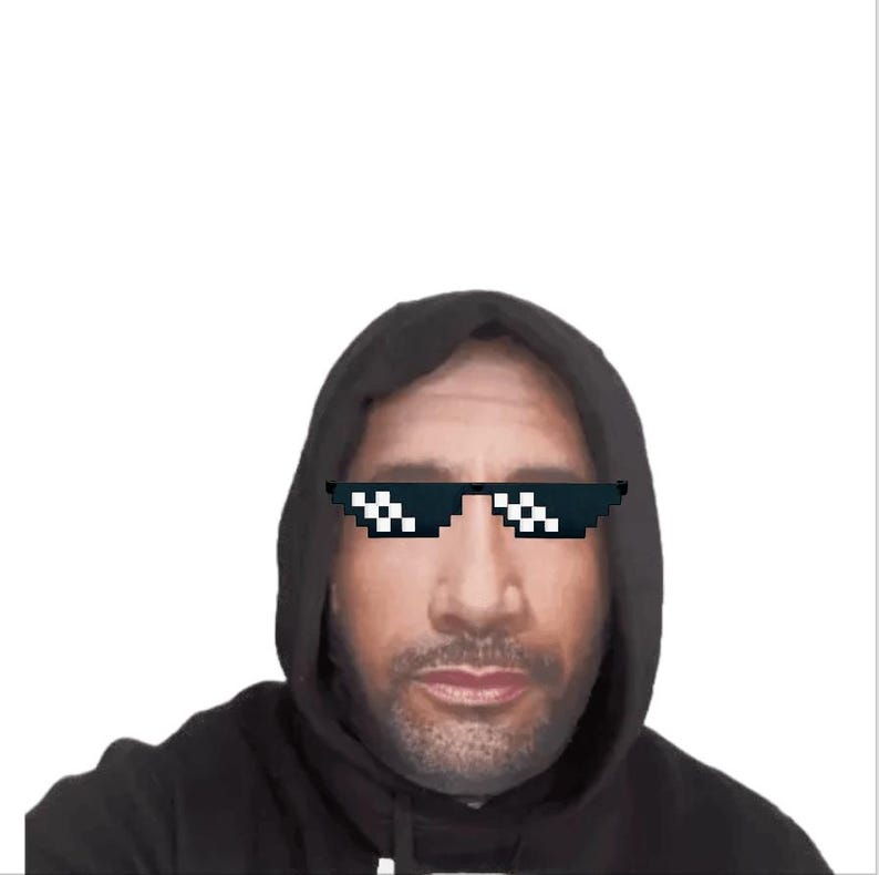 The Rock Realistic Mask + Thug Life Sunglasses 8-bit Meme Costume Party ...