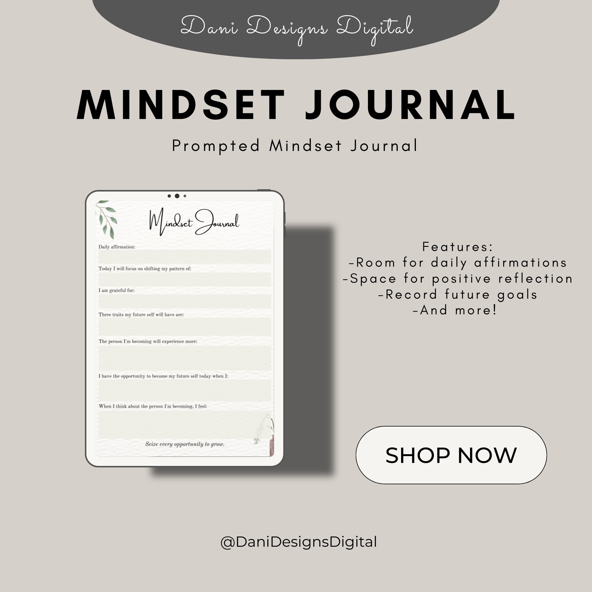 Mindset Journal Daily Mindset Planner Digital Journal - Etsy