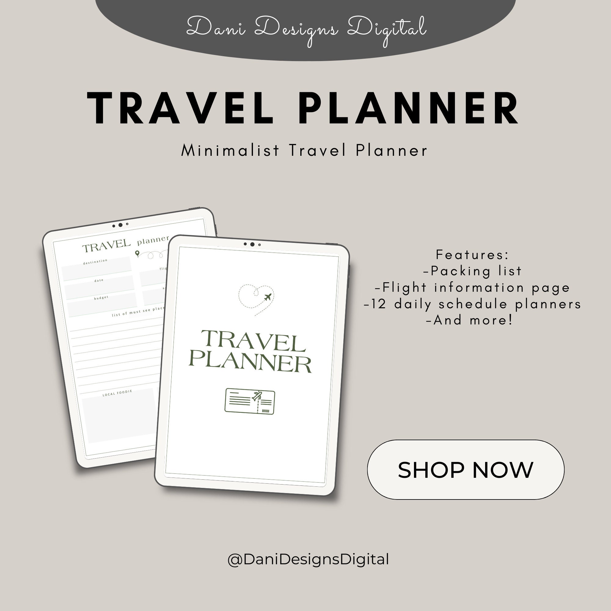 Travel Itinerary Planner Digital Planner Instant Download
