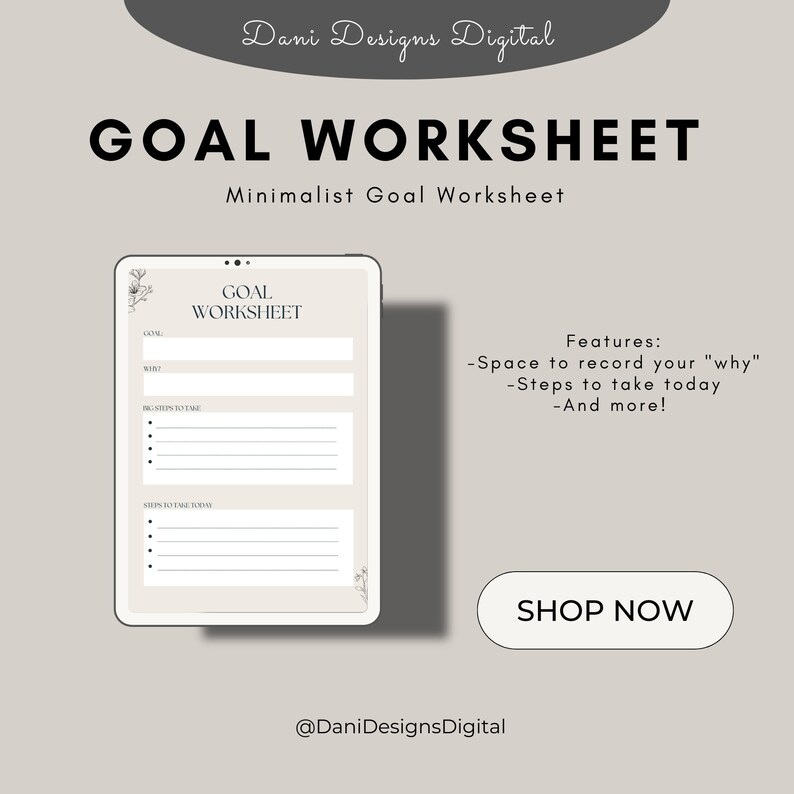 Goal Worksheet | Goal Planner | Digital Worksheet | Printable PDF - Etsy