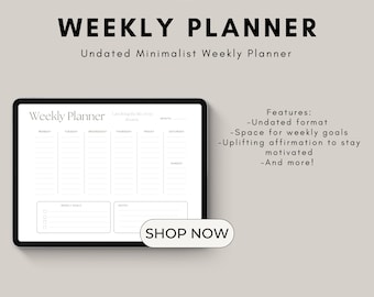Printable DIGITAL Undated Weekly Planner Template | Simple Planner ...
