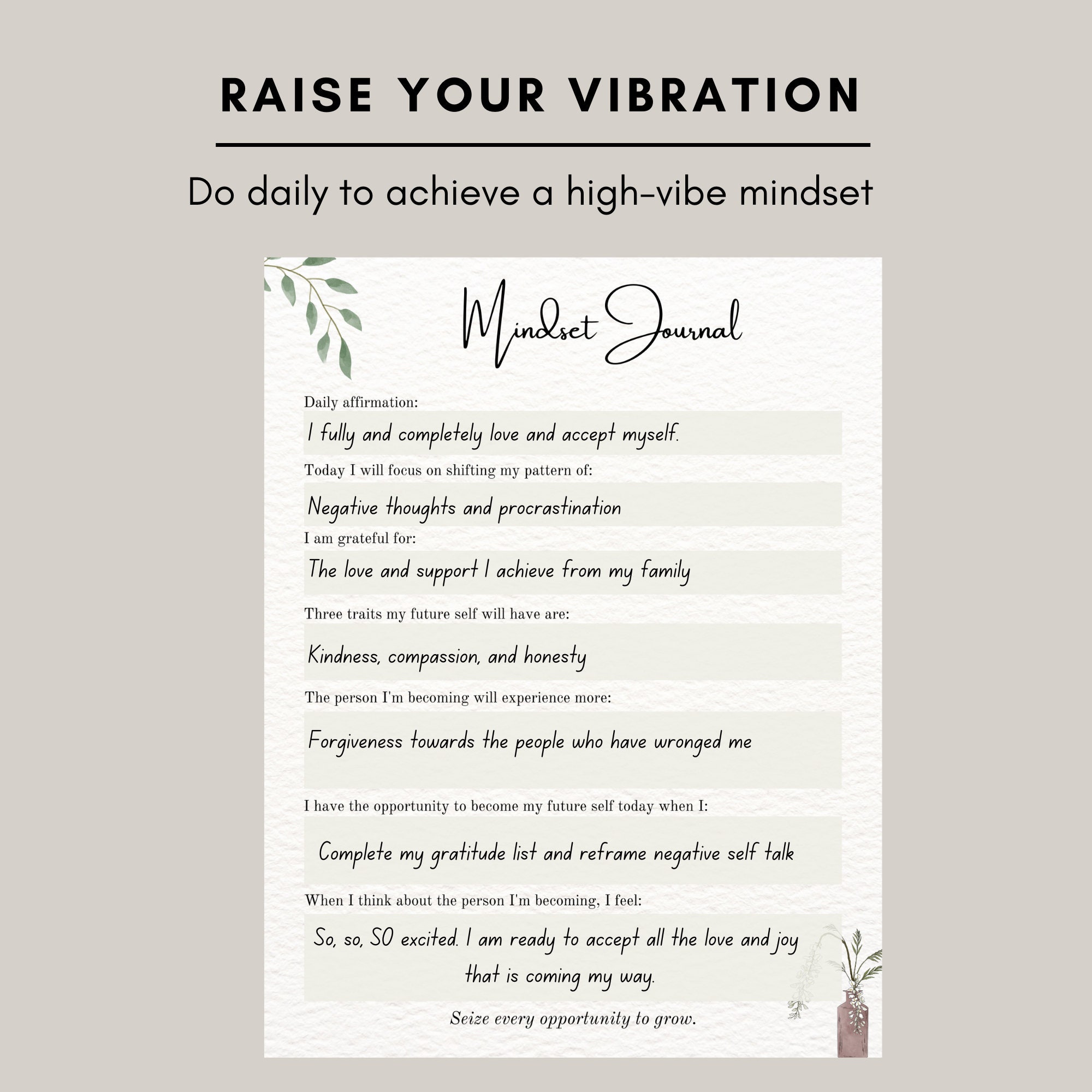 Mindset Journal Daily Mindset Planner Digital Journal - Etsy