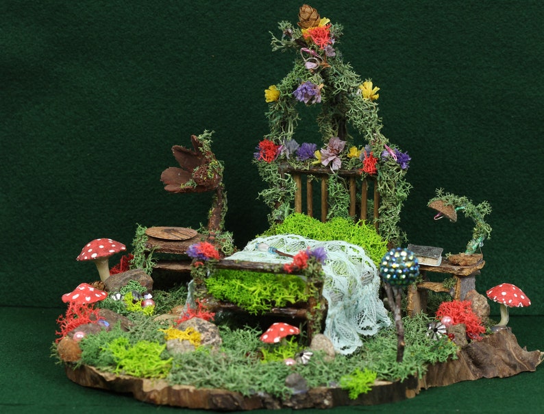 Fae Fairy Bed Forest Bedroom Moss Bed Miniature Furniture - Etsy