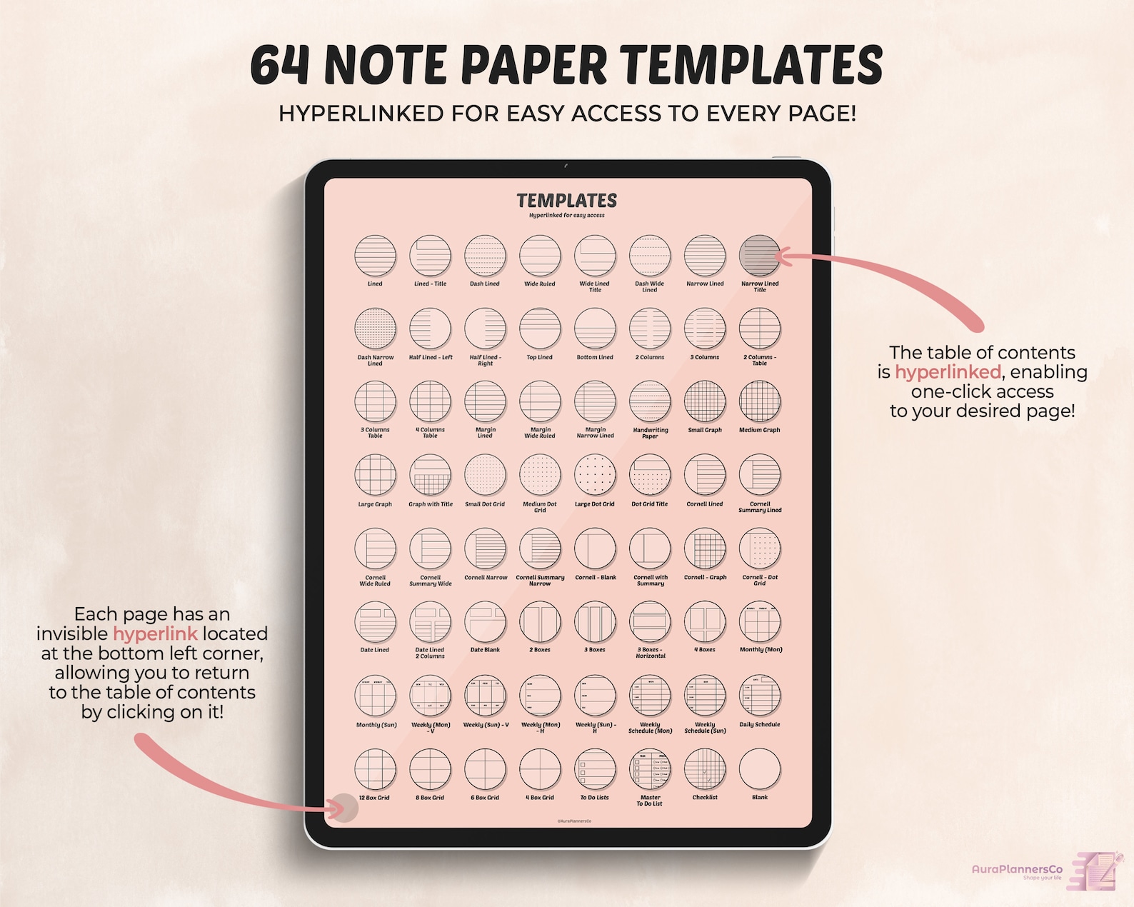 Portrait Digital Student Notebook With Tabs, Note Paper, Digital Paper ...